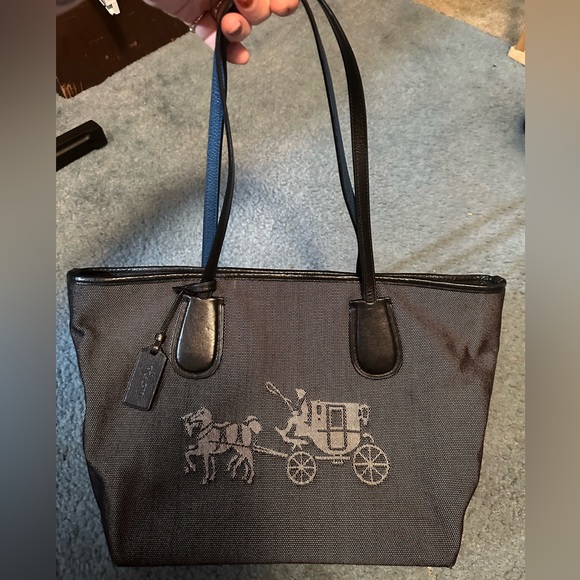 Coach | Bags | Brand New Coach Tote Bag With Horse And Carriage Blue On ...